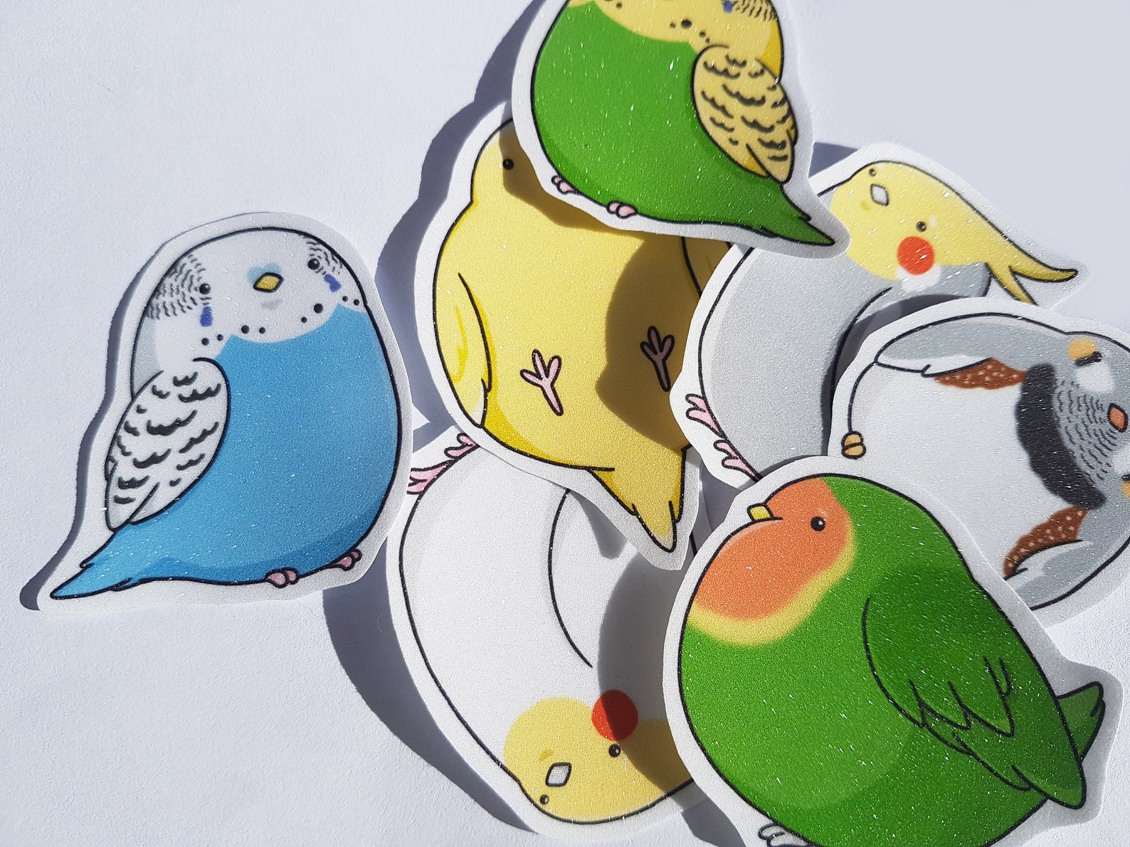 Cute Glitter Bird Stickers Kawaii Sticker Set Budgie - Etsy