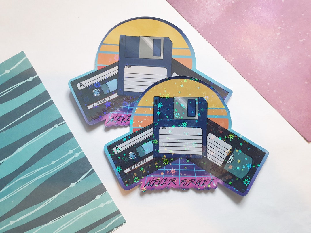 Never Forget 1990's Nostalgia Sticker Set With VHS Tape, Floppy Disk ...
