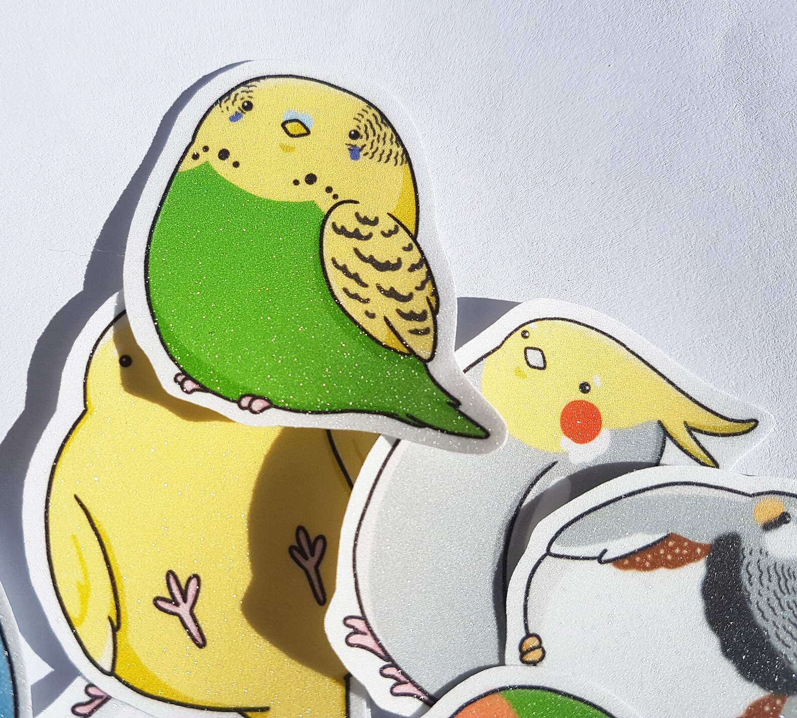 Cute Glitter Bird Stickers Kawaii Sticker Set Budgie - Etsy