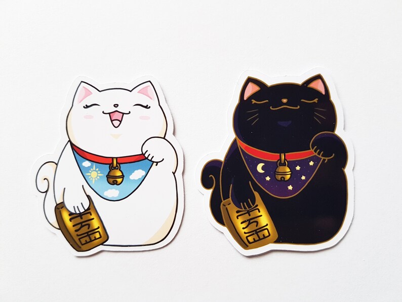 Lucky Cat Sticker Set Cute Sticker Set Neko Stickers | Etsy UK