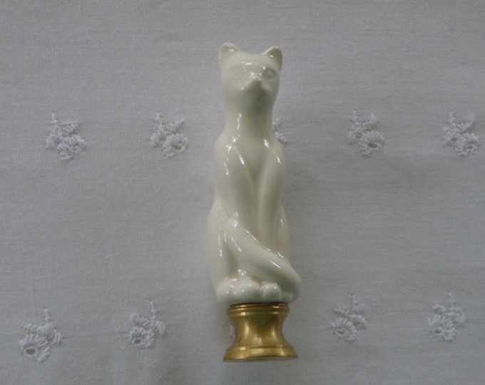 Tall Cat Lamp Finial - Ivory White - USA Handmade - Brass or Bronze ...