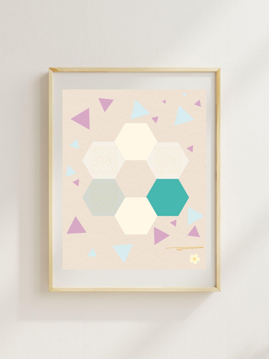 Hexa Flow | Geometric Abstract Wall Art | Abstract Hexagon Print ...