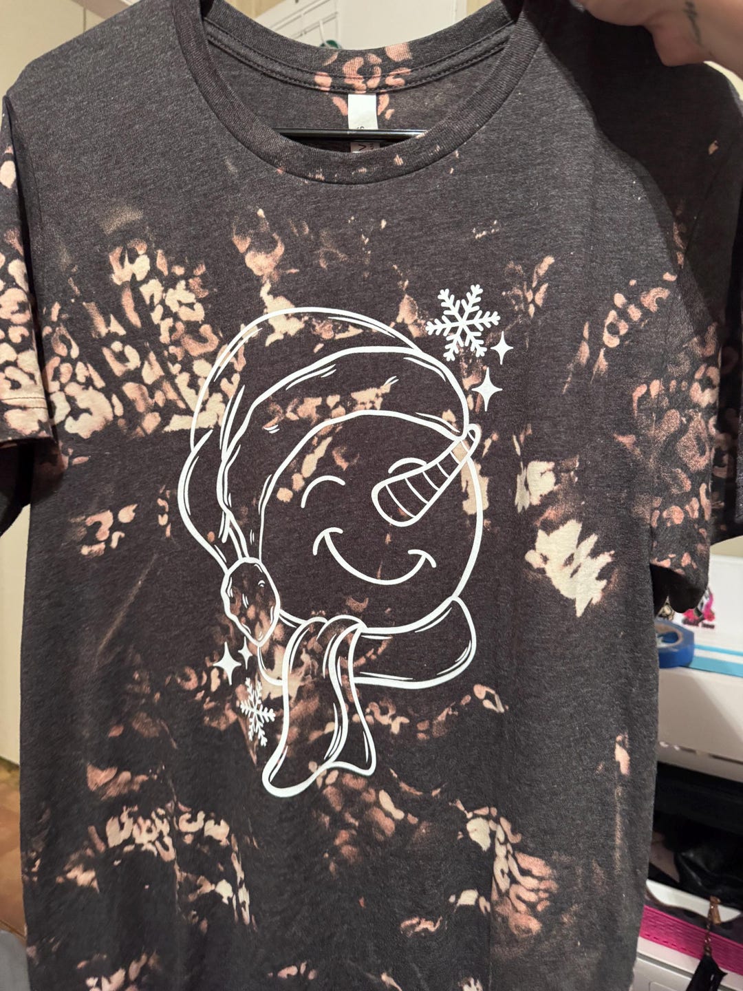 Leopard Print Bleach Style With a Snowman (dtf Print) - Etsy