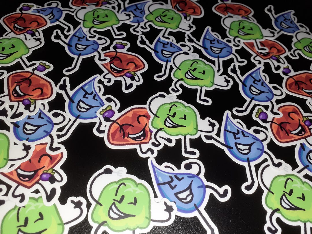BFDI Stickers Teardrop, Gelatin or Ruby - Etsy