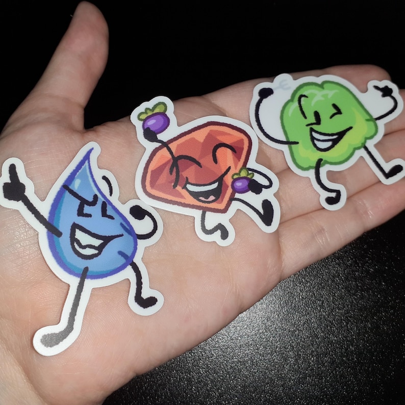 BFDI Stickers - Teardrop, Gelatin or Ruby - Etsy