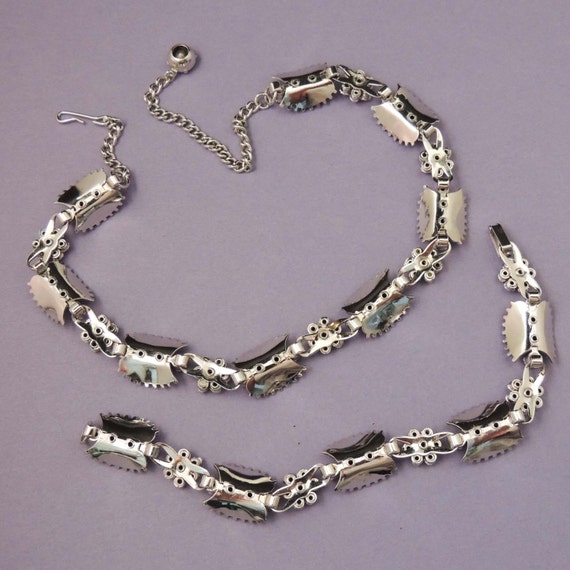 Vintage Silver Rhinestone Necklace Set / Rhinestone N… - Gem