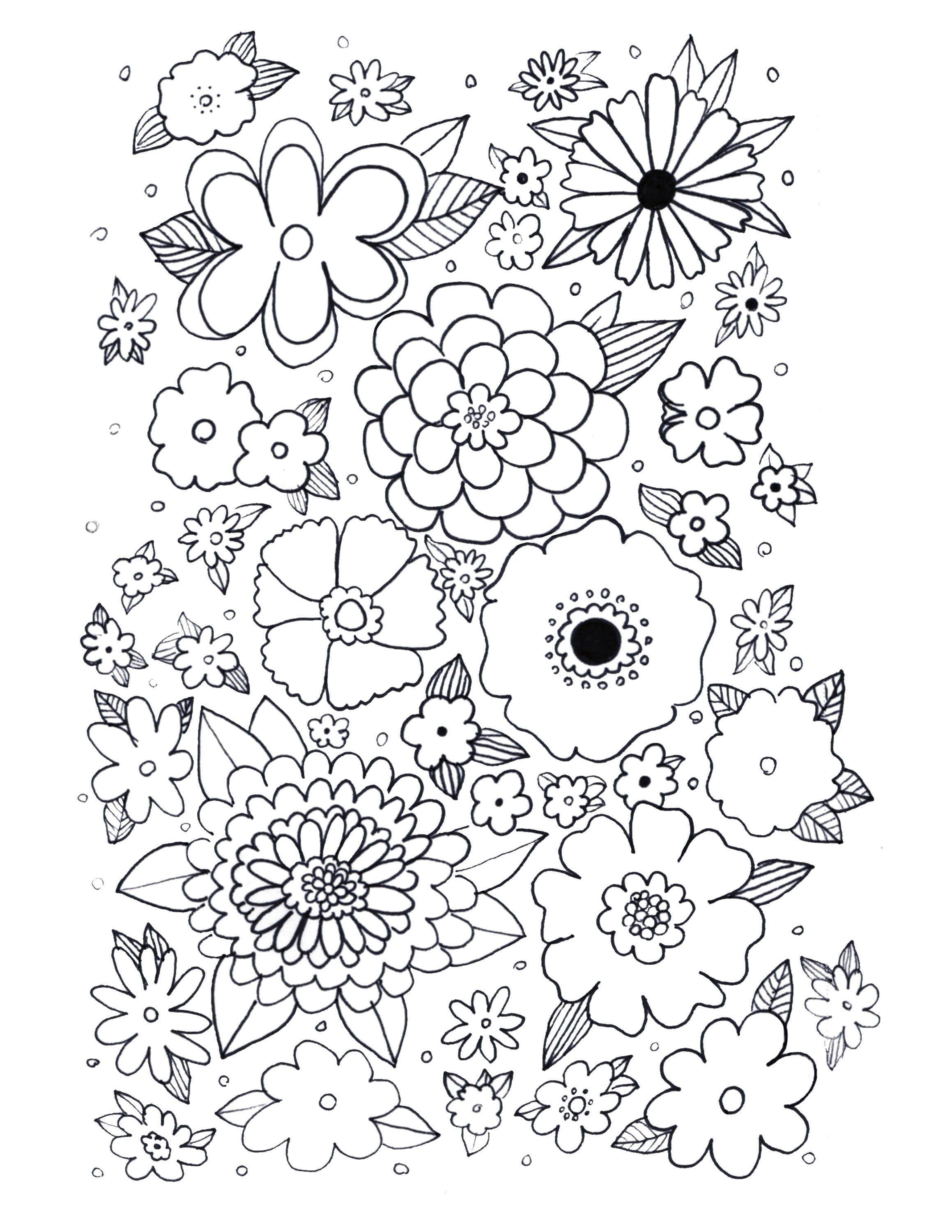 Floral Coloring Page - Etsy