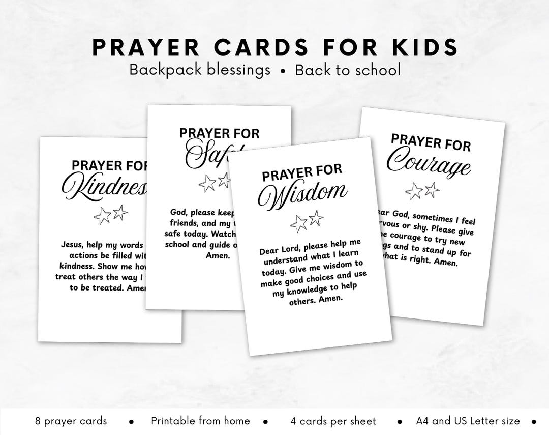 Back to School Prayer Cards for Kids Minimalistic Prayer Tag Blessing ...