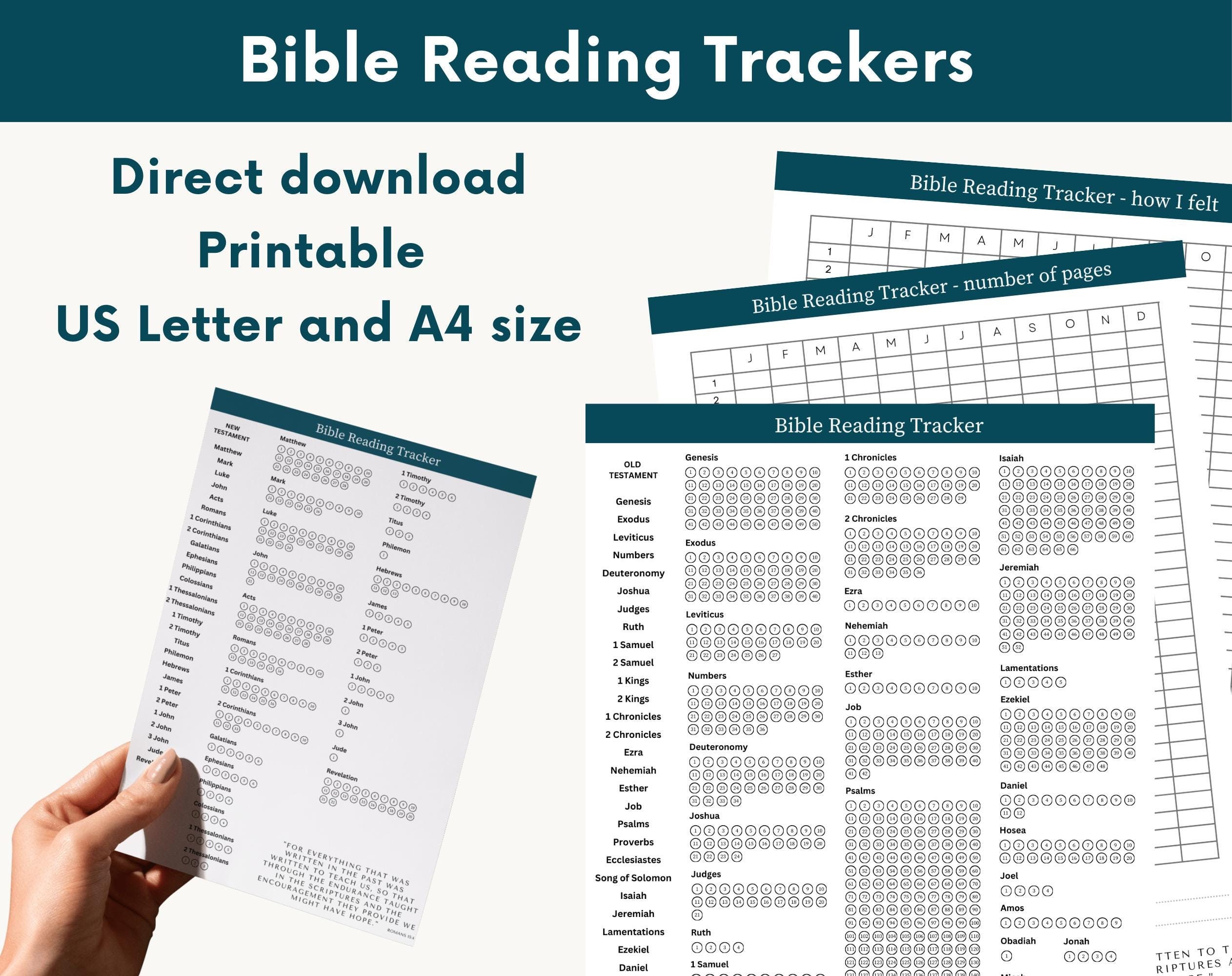 Bible Reading Tracker Printable Daily Bible Study Books of the Bible ...