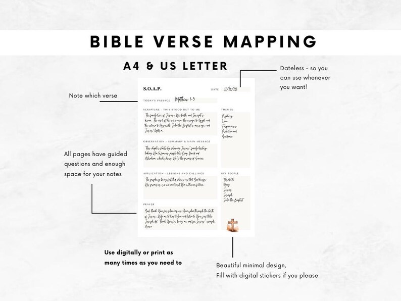 Bible Verse Mapping Template: S.O.A.P. Study Guide (digital Download ...