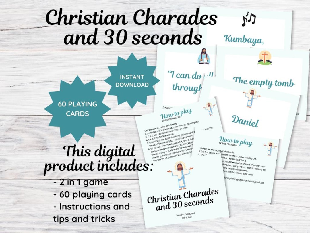 Bible Charades & 30 Seconds Game | Christian Printable (digital ...