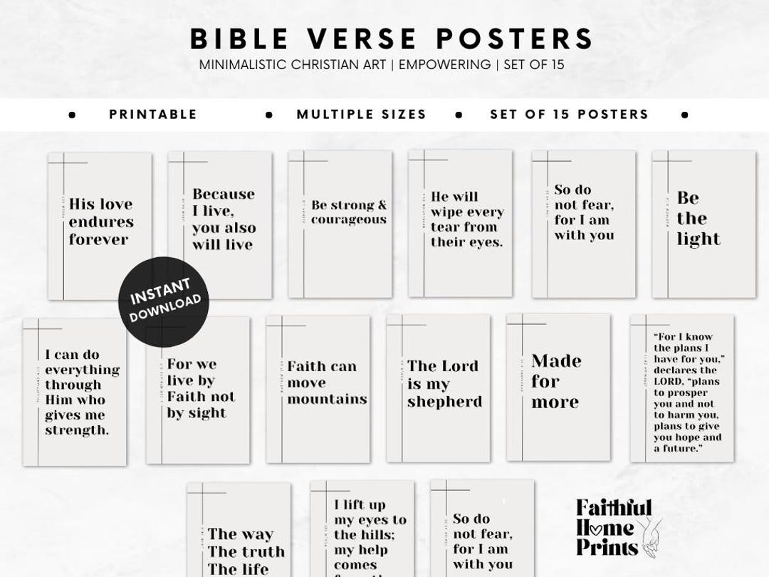 Bible Verse Prints Set: Minimalist Christian Wall Art (digital Download ...