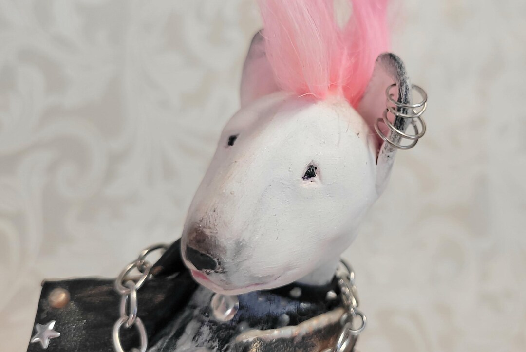 Statuette Figurine Bullterrier Dog Rocker Biker Punk Ooak Custom ...