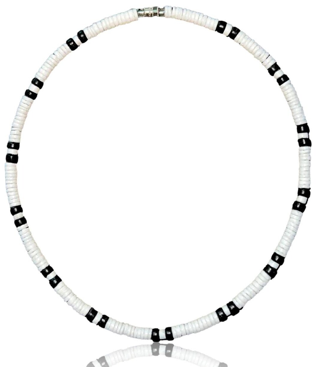 Native Treasure Smooth White Puka Arc Shell Surfer Necklace Black Coco ...