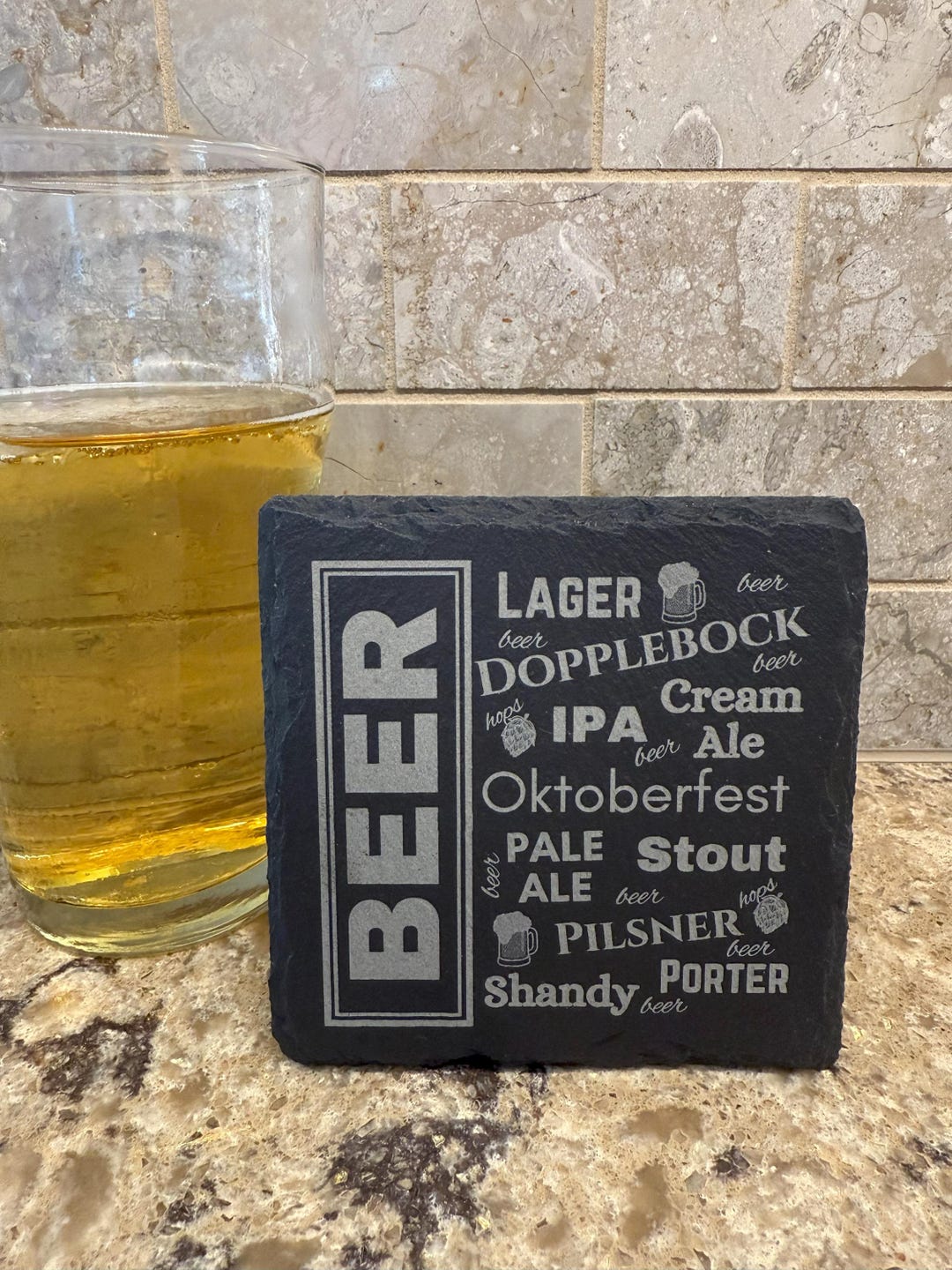 Laser Engraved Beer Lover Slate Coaster, Custom Beer Name Bar Decor - Etsy