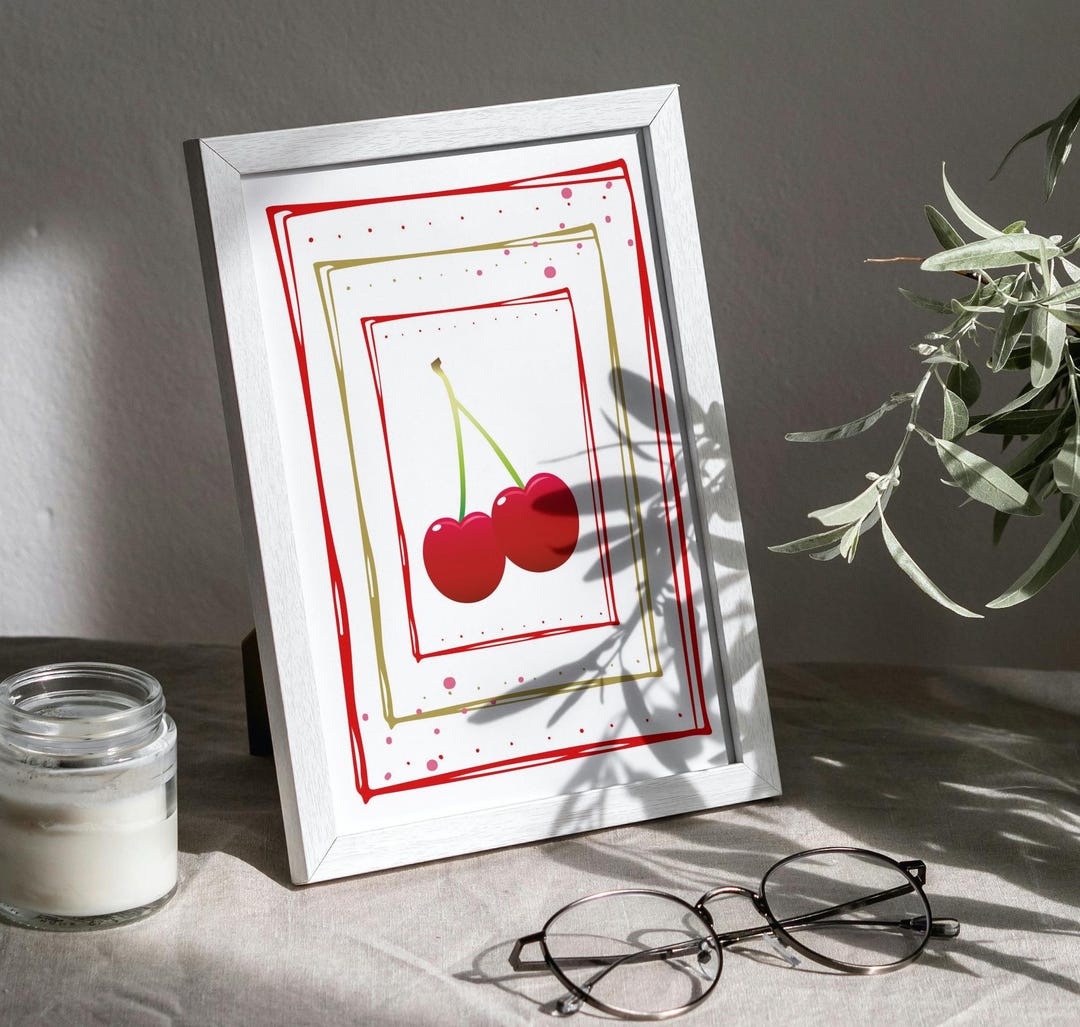 5x7 Cherry Print, Red Cherry Print Design Wall Art, Cherry Decor for ...