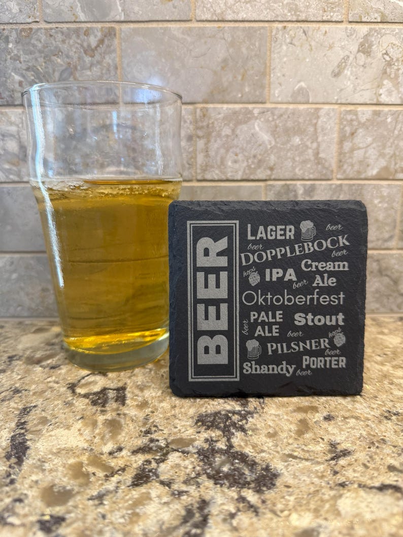 Beer Coasters, Laser Engraved Slate Coasters, Beer Lover Gift ...