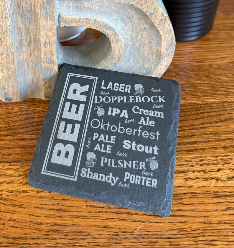Laser Engraved Beer Lover Slate Coaster, Custom Beer Name Bar Decor - Etsy