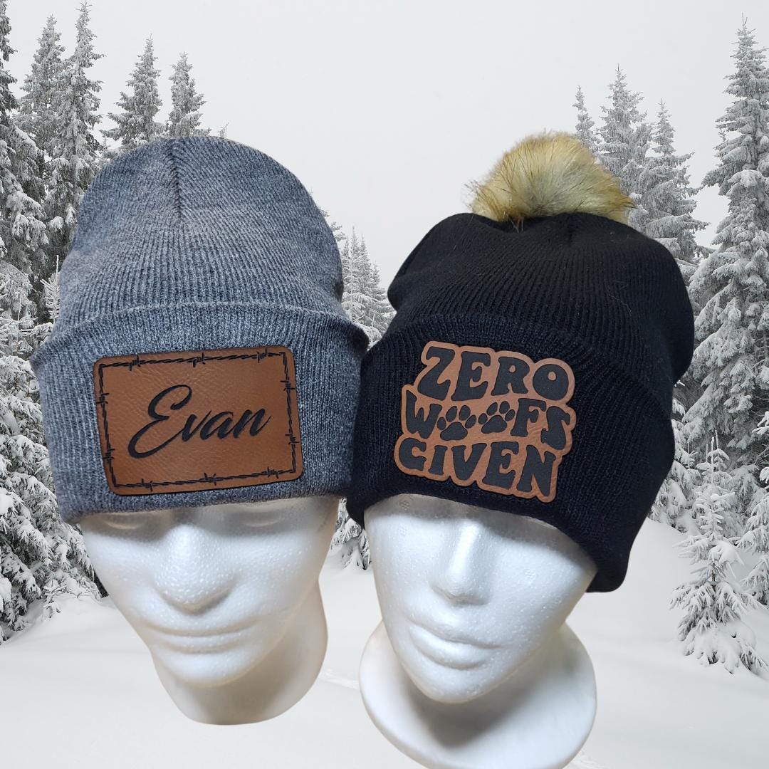 Custom Beanie Dotted Line Name Logo Taboggan Adult Child Knit Acrylic ...