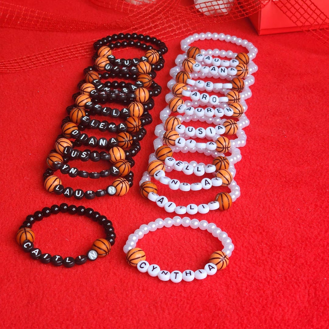 Personalized Basketball Team Bracelet: Acrylic Pearl Player Jewelry - Etsy
