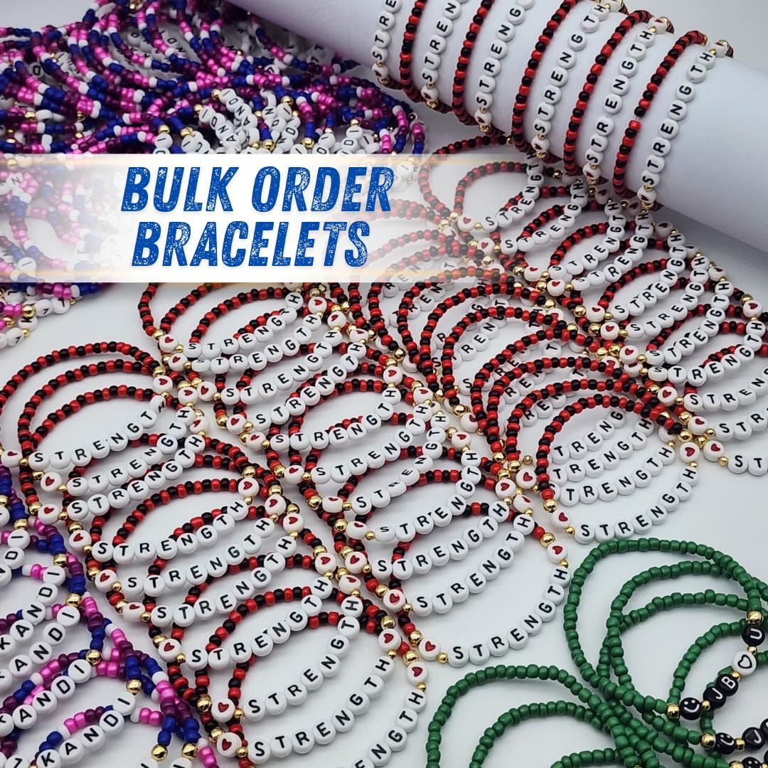Personalized Beaded Word Bracelet: Bulk Order Custom Name Bracelets ...