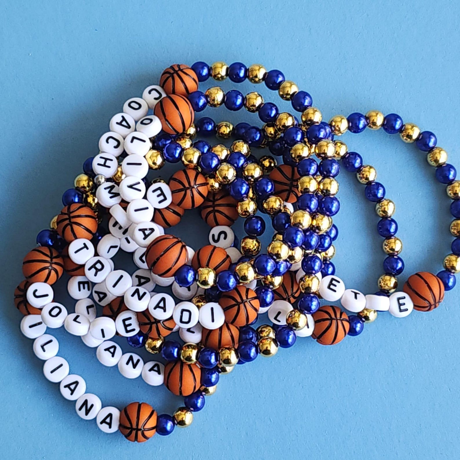Personalized Basketball Team Bracelet: Acrylic Pearl Player Jewelry - Etsy