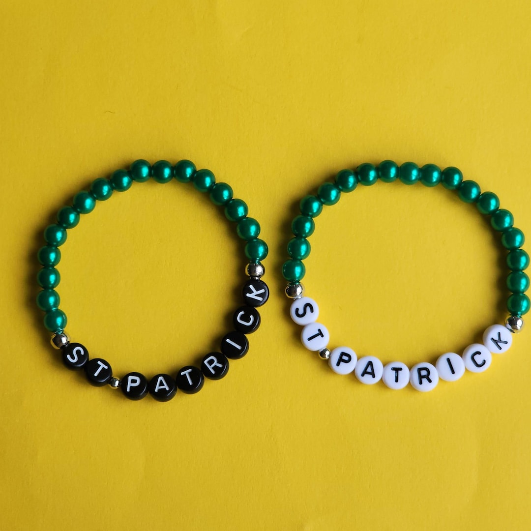 St. Patrick's Day Commemorative Bracelet/acrylic Pearl Beads Handmade ...