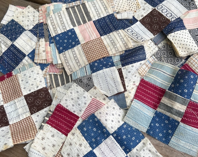 Antique Primitive Patchwork Quilt Blocks ~ Prairie ~ Scraps ~ Farmhouse ...