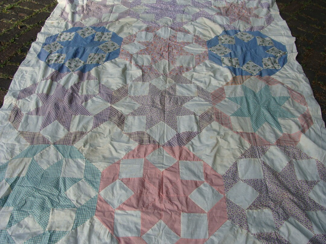 Depression Era Colorful Vintage Quilt Top ~ Feedsack Galore!! - Etsy
