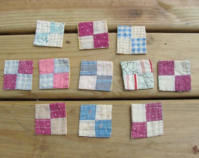 11 Antique Primitive Patchwork Quilt Pieces ~ Prairie ~ Scraps ...