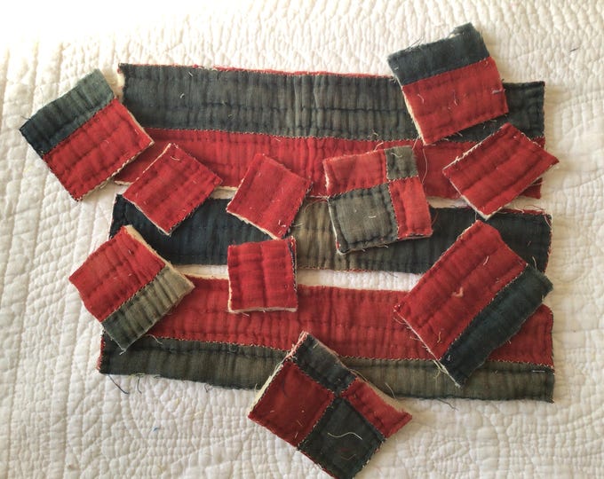 Very Old Primitive Patchwork Quilt Scrap Pieces ~ Feedsack ~ Scraps ...