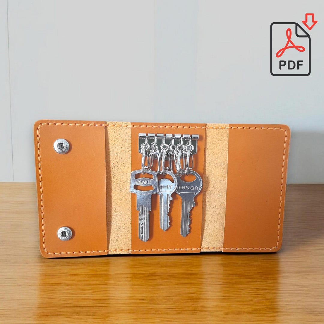 Leather Key Holder, Keychain Pattern, Template Pdf, Leather Key Pouch ...