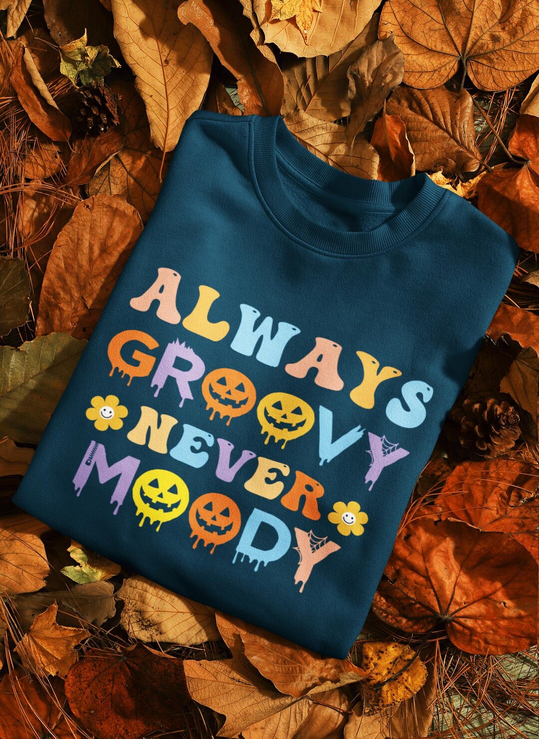 Always Groovy Never Moody PNG SVG, Retro Halloween, Groovy Pumpkin ...