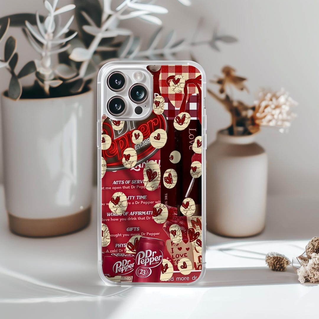 Retro Dr Pepper Aesthetic Phone Case – Cute Red Pop Art Love Collage ...