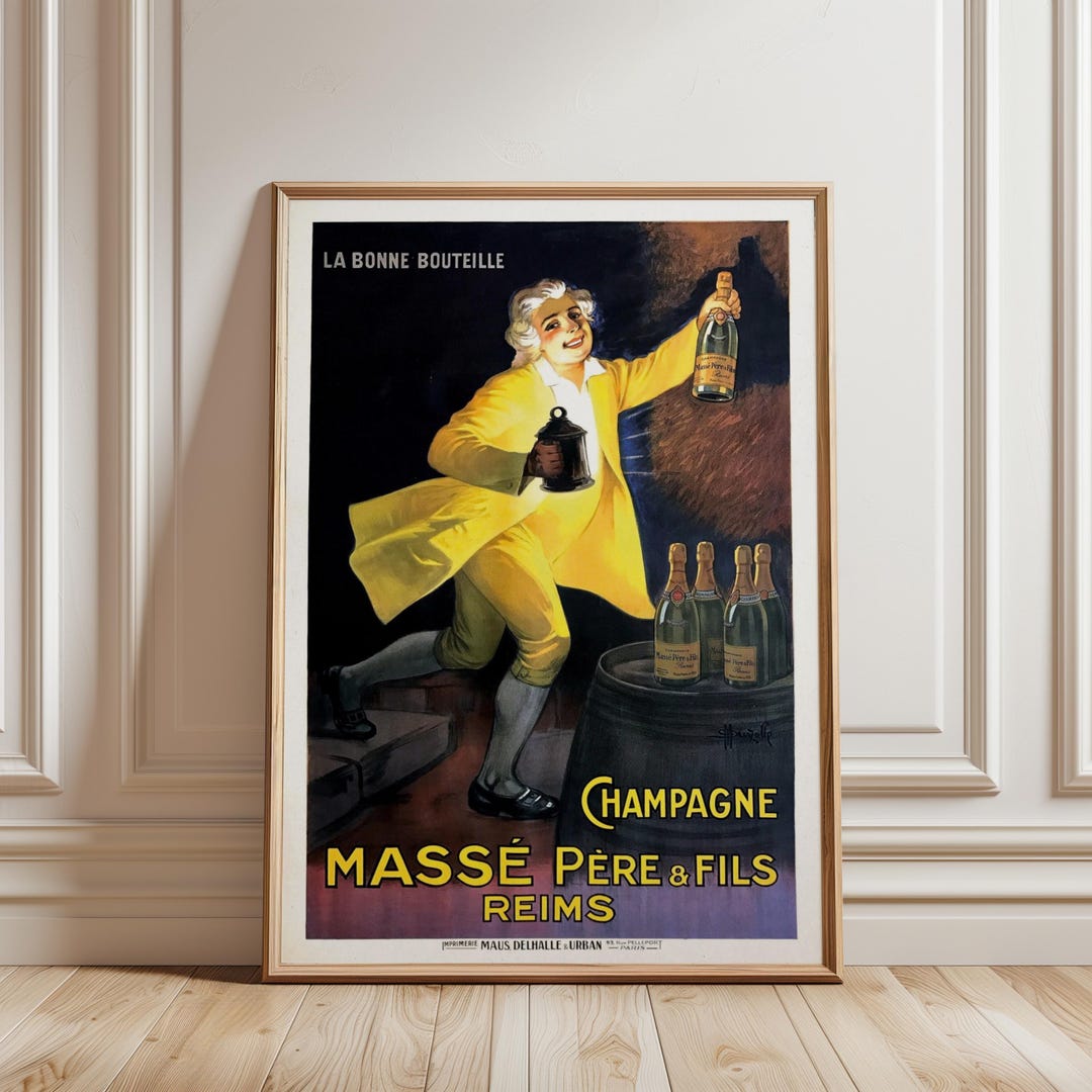 Champagne Massé Poster: Art Nouveau Champagne Ad - Etsy