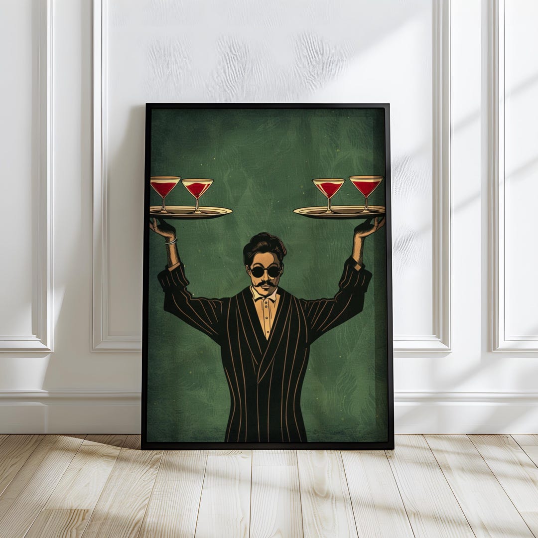 Art Deco Bartender Poster: Retro Cocktail Bar Wall Art - Etsy