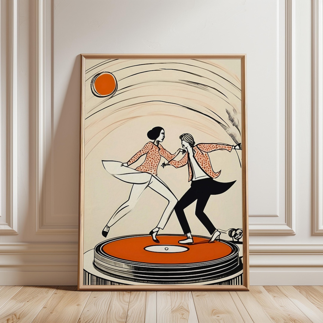 Vinyl Record Dance Poster: Retro Minimal Line Art Couple - Etsy Australia
