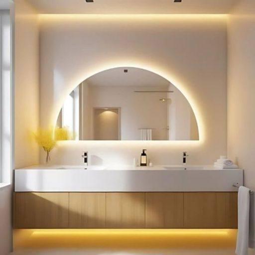 Bedroom Luxury Wall Led Mirror _ Bathroom Half Moon Decor Led Mirror ...