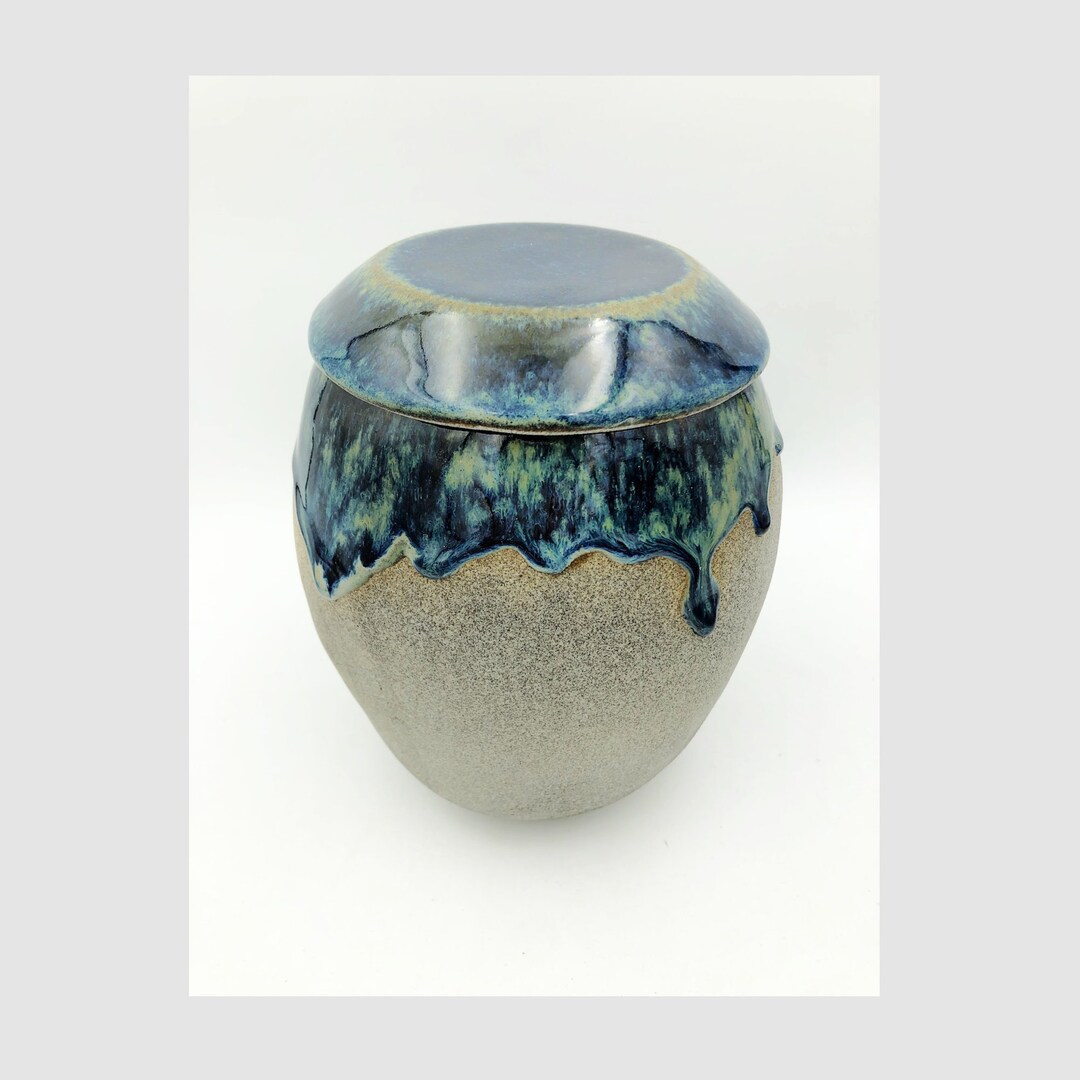 Handmade Lidded Ceramic Jar. Slab Built Covered Jar With Granite-like ...