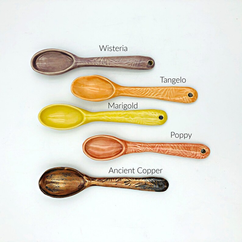 Handmade ceramic spoons with textured handles glazed on both | Etsy