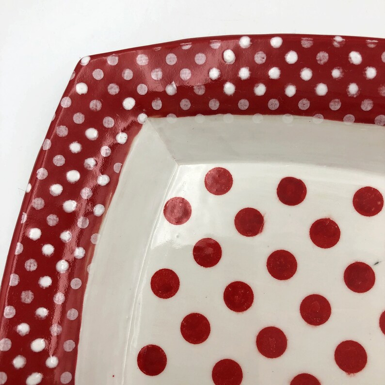 Bright Bold Red Polka Dot Pottery Plates in 4 Sizes Modern - Etsy
