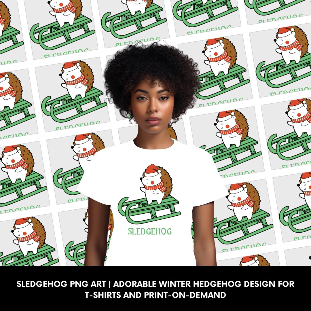 Sledgehog PNG Art Adorable Winter Hedgehog Design for T-shirts and ...