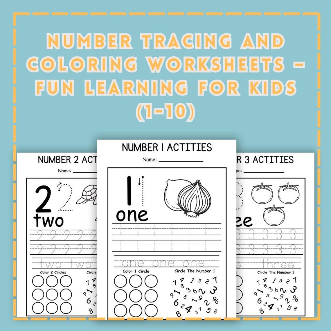 Number Tracing and Coloring Worksheets – Fun Learning for Kids (1-10 ...