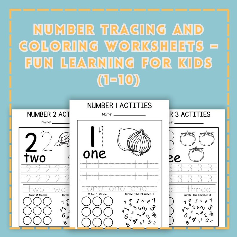Number Tracing and Coloring Worksheets – Fun Learning for Kids (1-10 ...