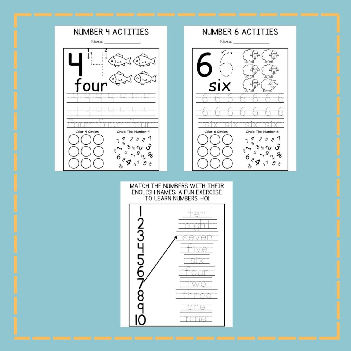 Number Tracing and Coloring Worksheets – Fun Learning for Kids (1-10 ...