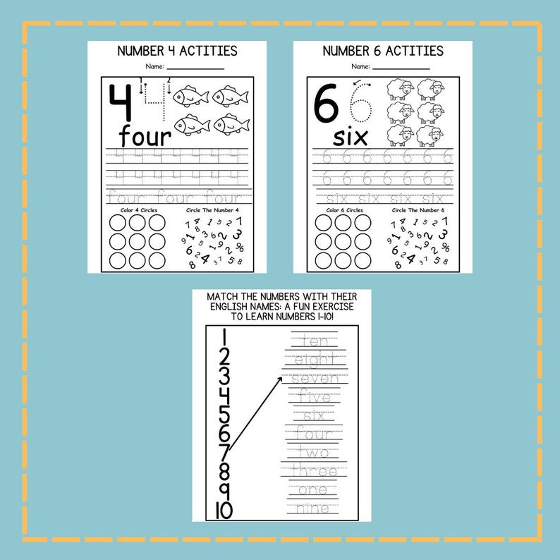 Number Tracing and Coloring Worksheets – Fun Learning for Kids (1-10 ...