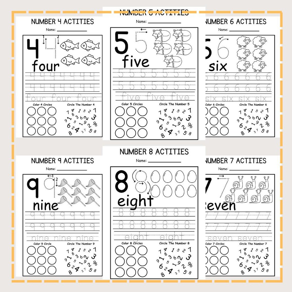 Number Tracing and Coloring Worksheets – Fun Learning for Kids (1-10 ...