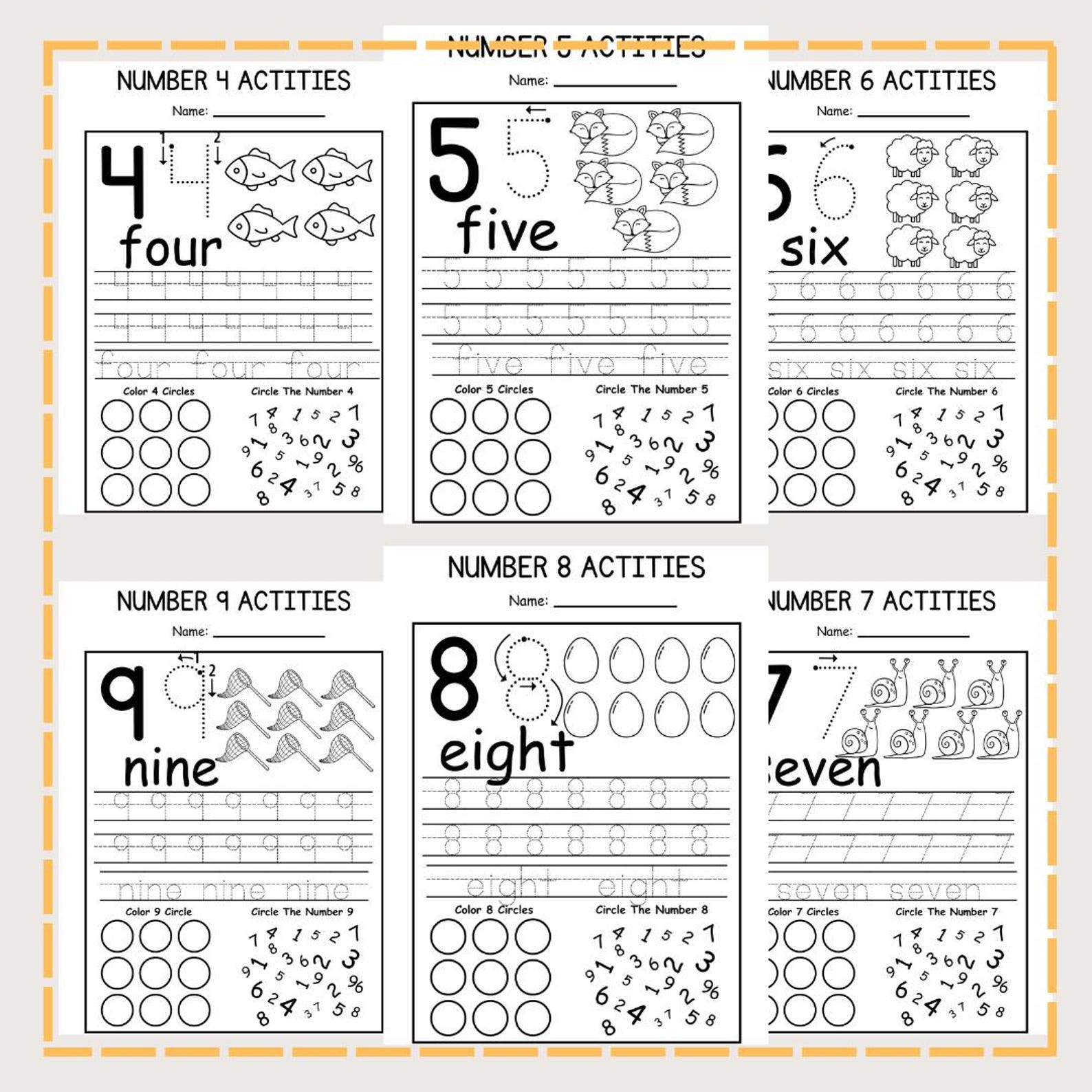 Number Tracing and Coloring Worksheets – Fun Learning for Kids (1-10 ...