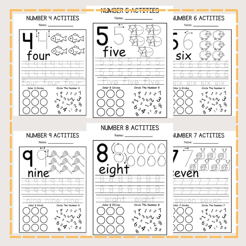 Number Tracing and Coloring Worksheets – Fun Learning for Kids (1-10 ...