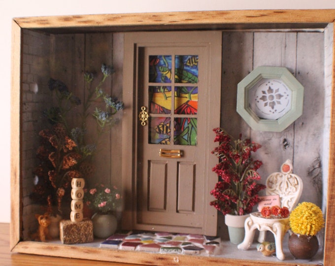 Miniature Front Entrance Door/dollhouse Miniature/room Box/shadow Box ...
